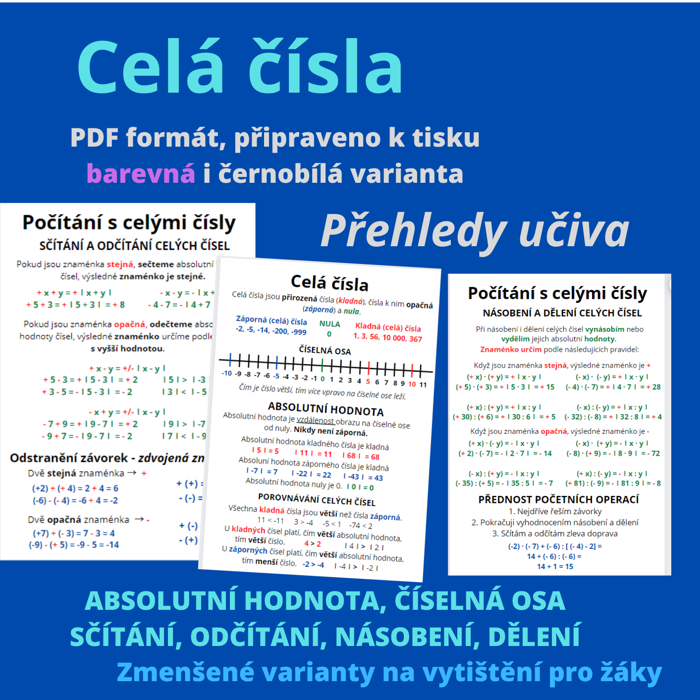 CELÁ ČÍSLA - přehled učiva, plakát - Matematika | UčiteléUčitelům.cz